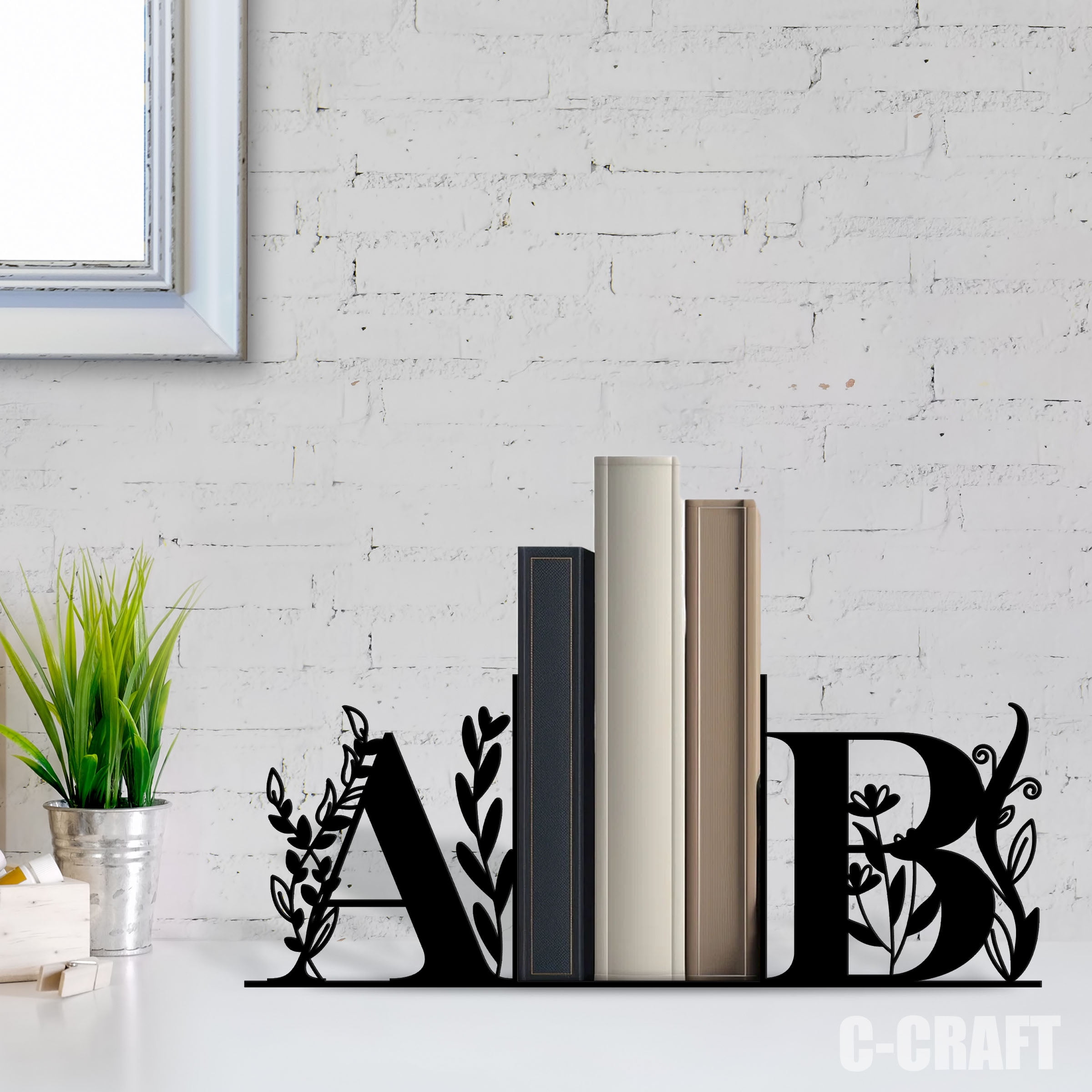 C-Craft Stainless Steel Alphabet Bookend, Adjustable, 5 Inch for Home ...