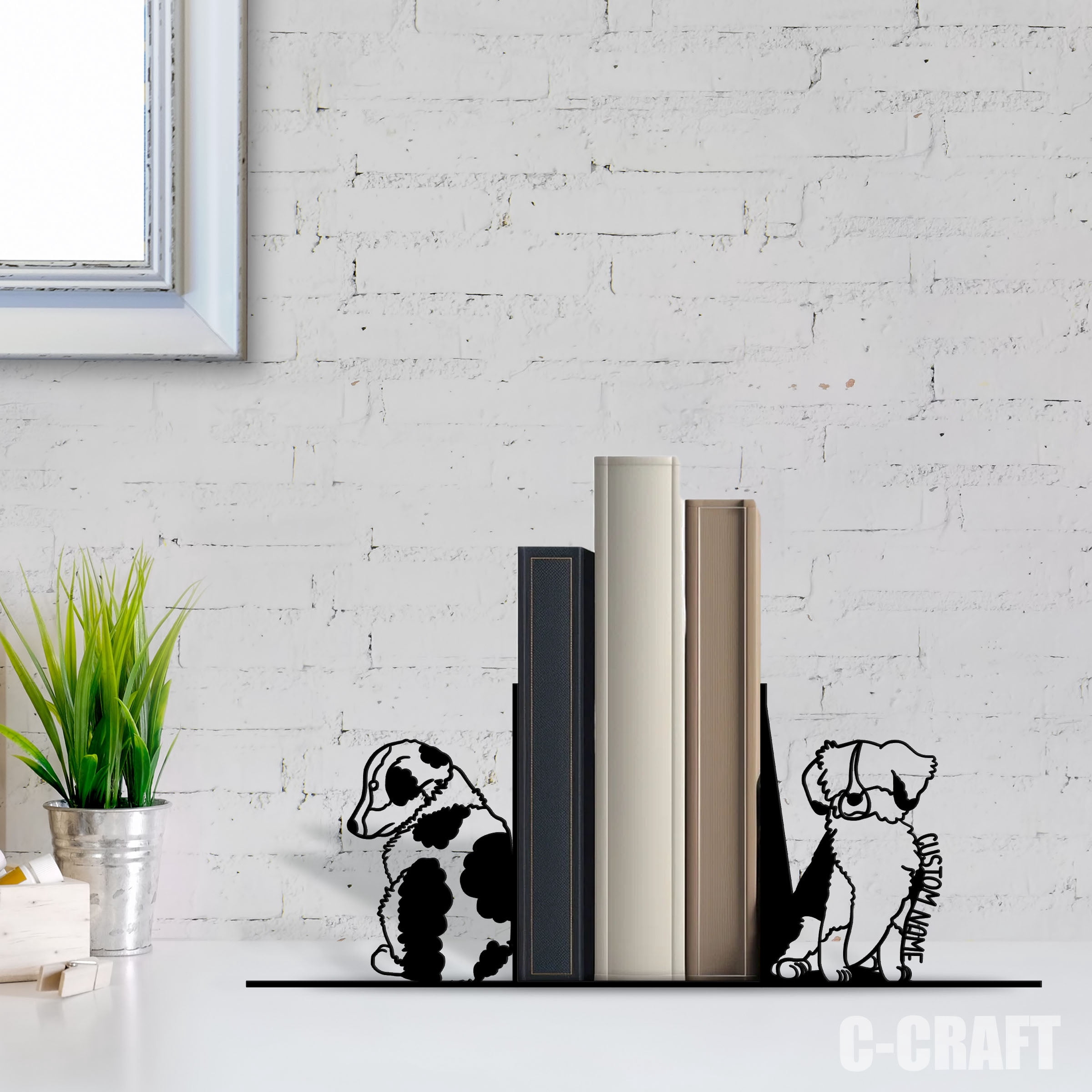 C-Craft Stainless Steel Australian Shepherd Dog Bookend, Adjustable, 5 ...