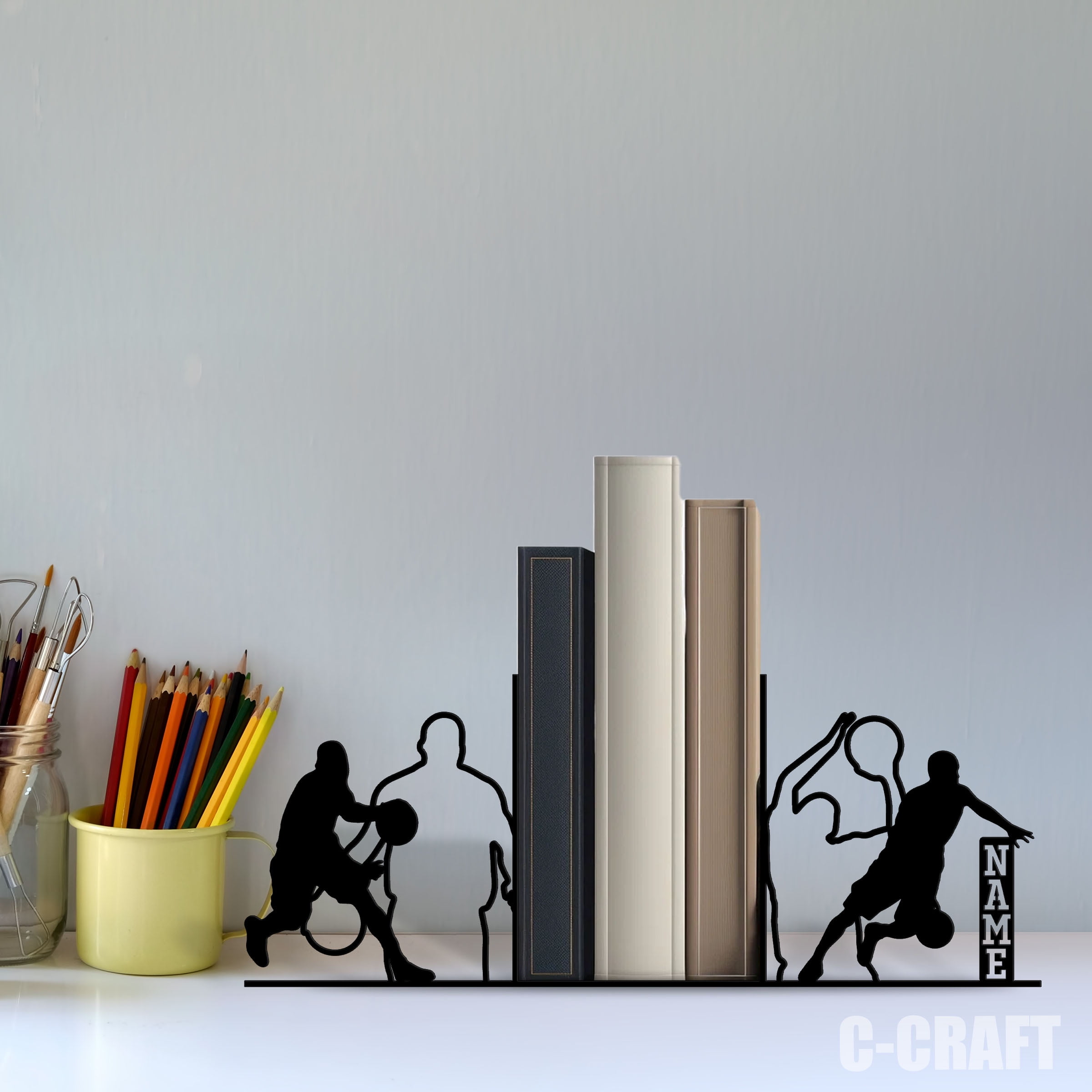 C-Craft Stainless Steel Basketball Bookend, Adjustable, 5 Inch for Home ...