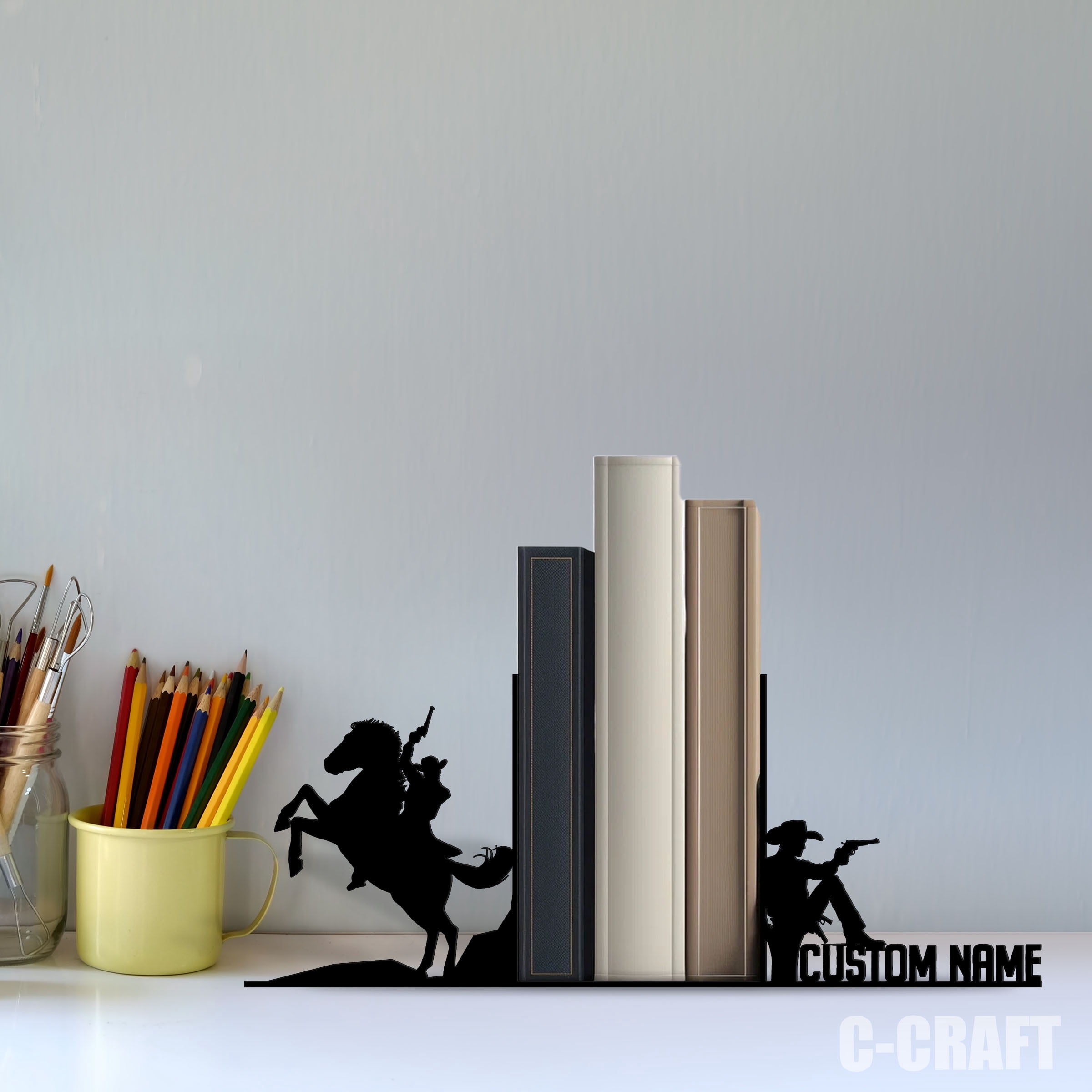 C-Craft Stainless Steel Cowboy Bookend, Adjustable, 5 Inch for Home ...
