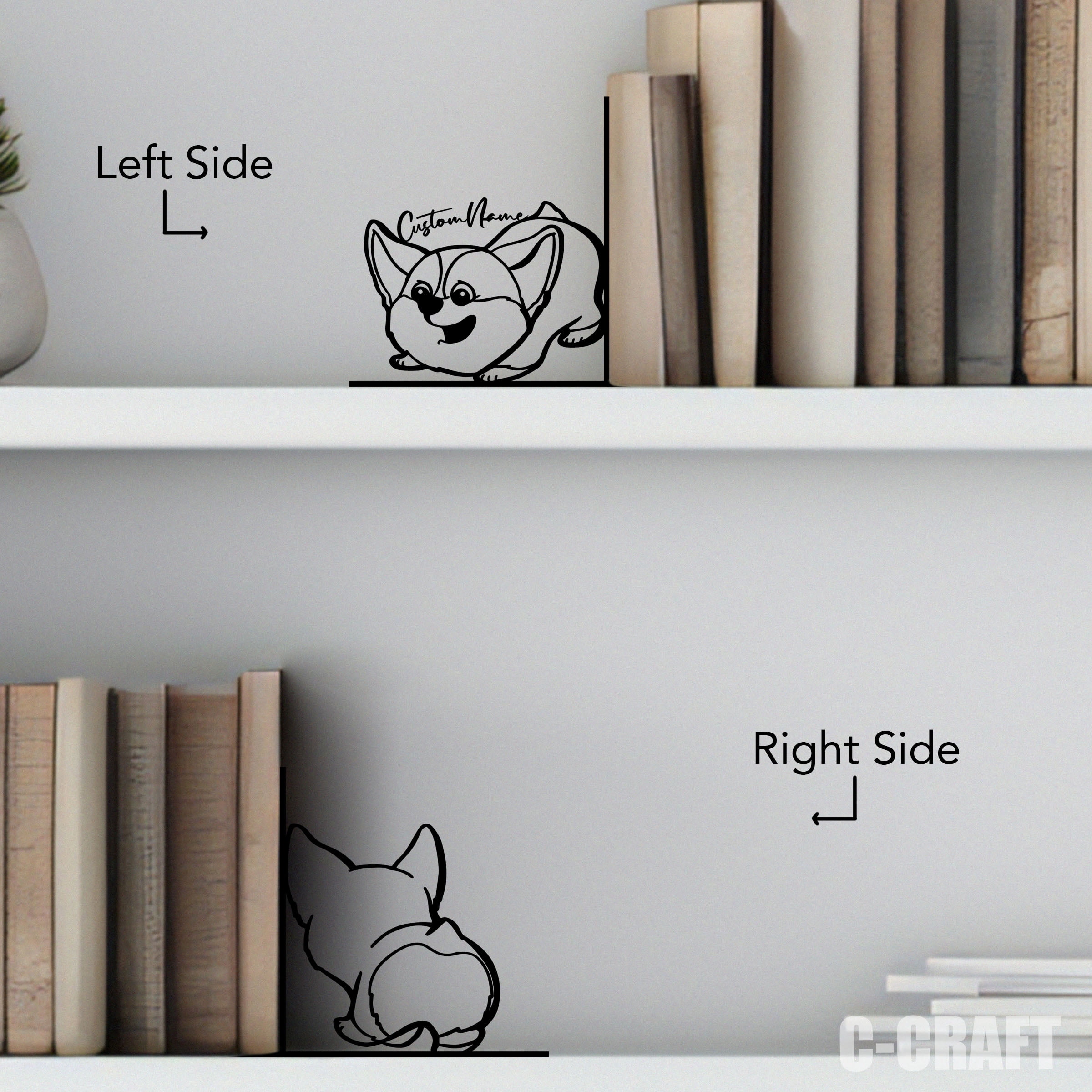 C-Craft Stainless Steel Cute Corgi Dog Bookend, Adjustable, 5 Inch for ...