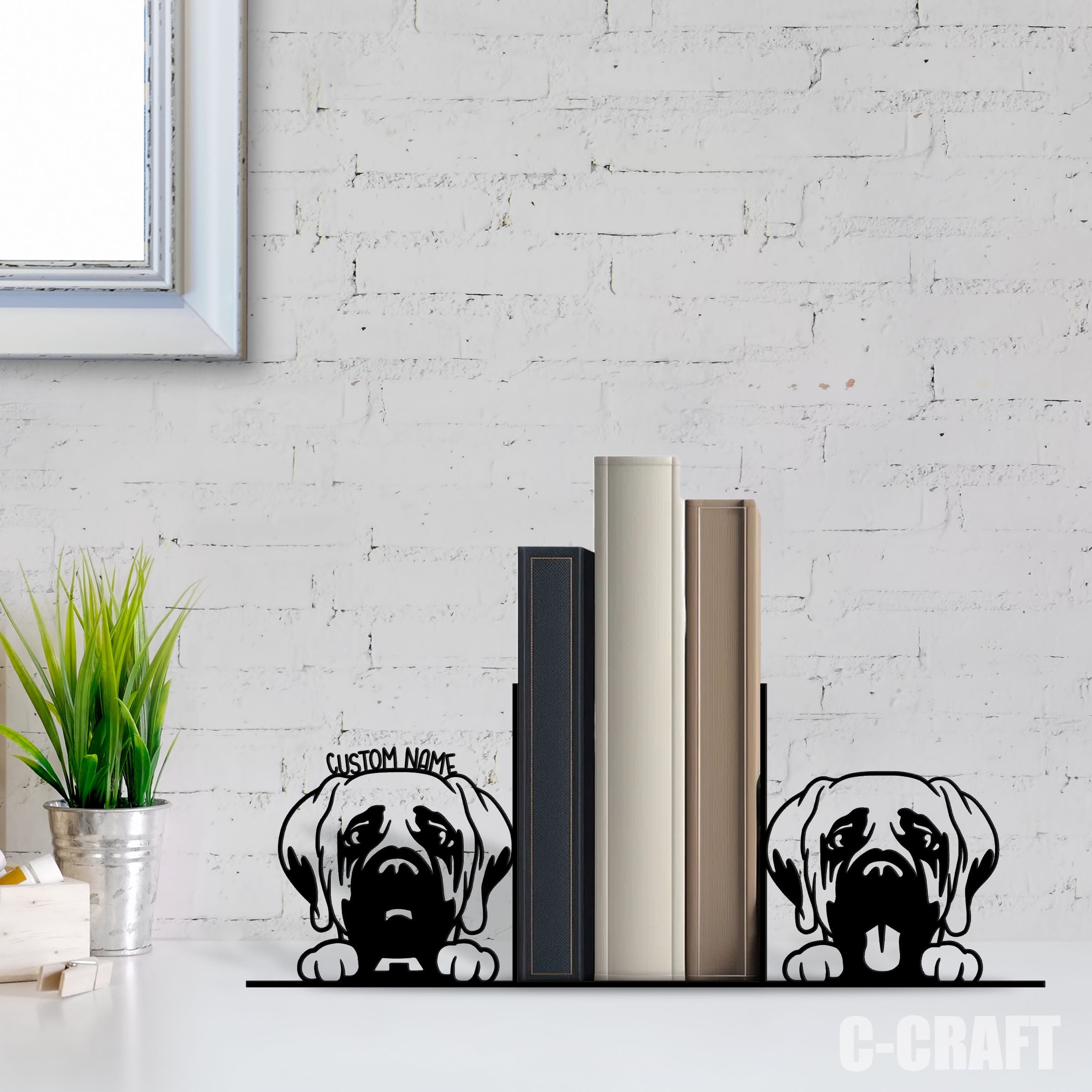 C-Craft Stainless Steel English Mastiff Dog Bookend, Adjustable, 5 Inch ...