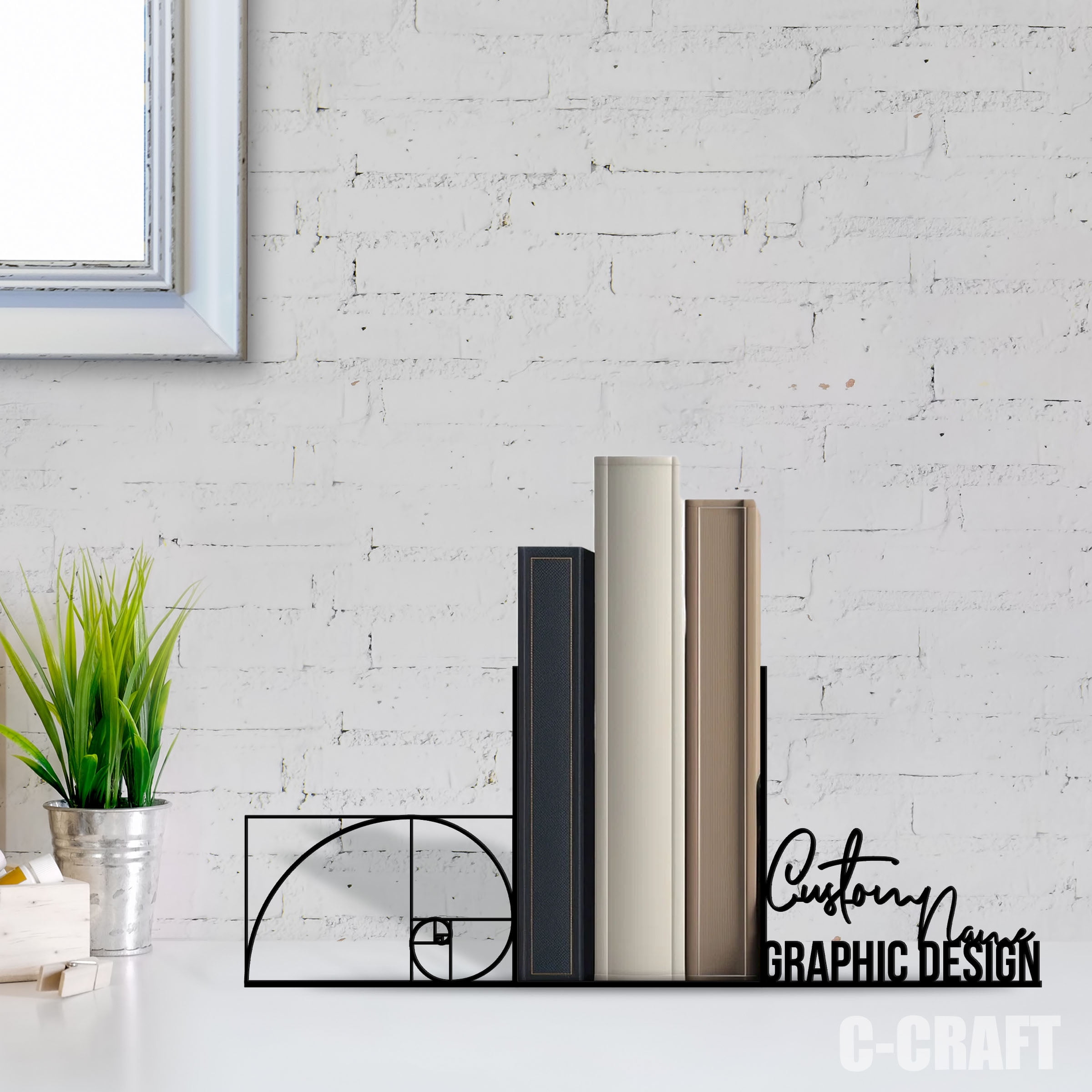 C-Craft Stainless Steel Graphic Design Bookend, Adjustable, 5 Inch for ...