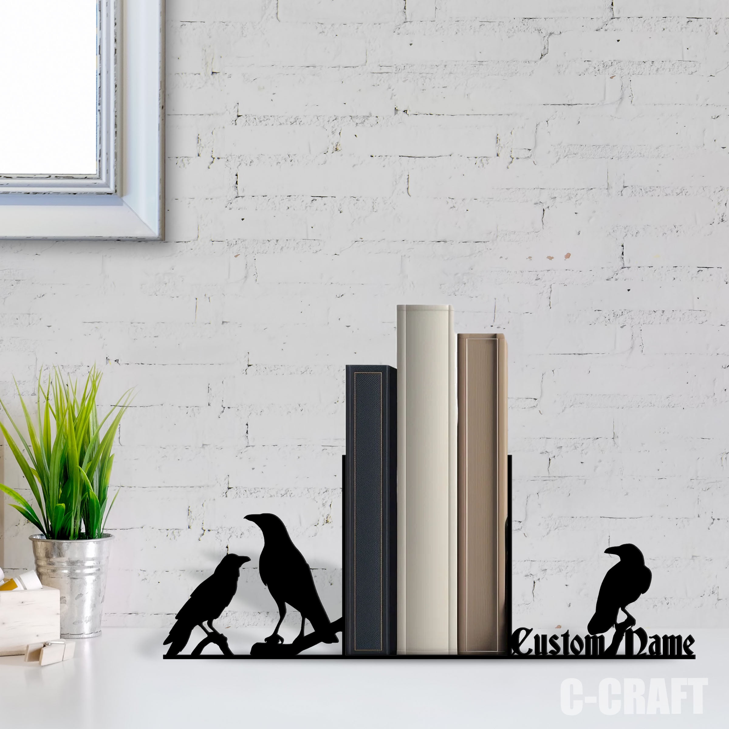 C-Craft Stainless Steel Raven Bookend, Adjustable, 5 Inch for Home ...