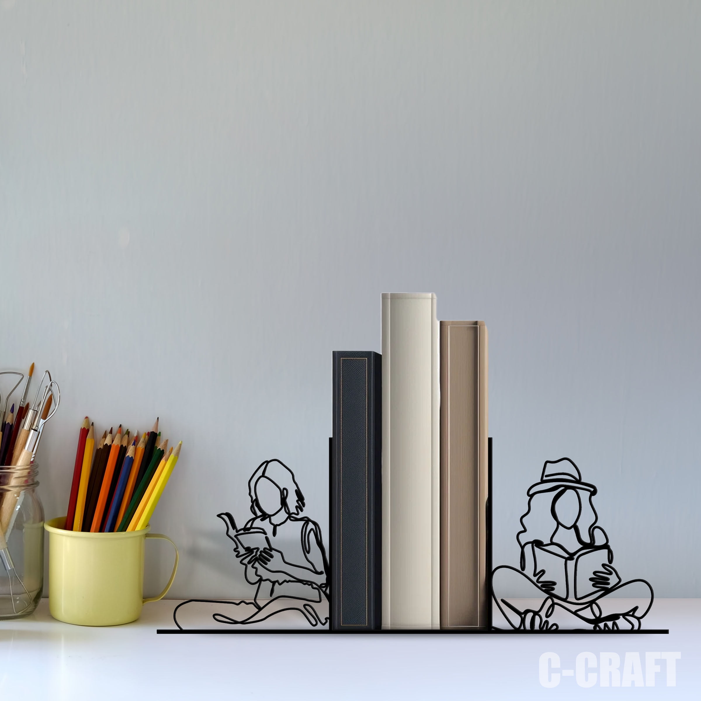 C-Craft Stainless Steel Reading Book Bookend, Adjustable, 5 Inch for ...