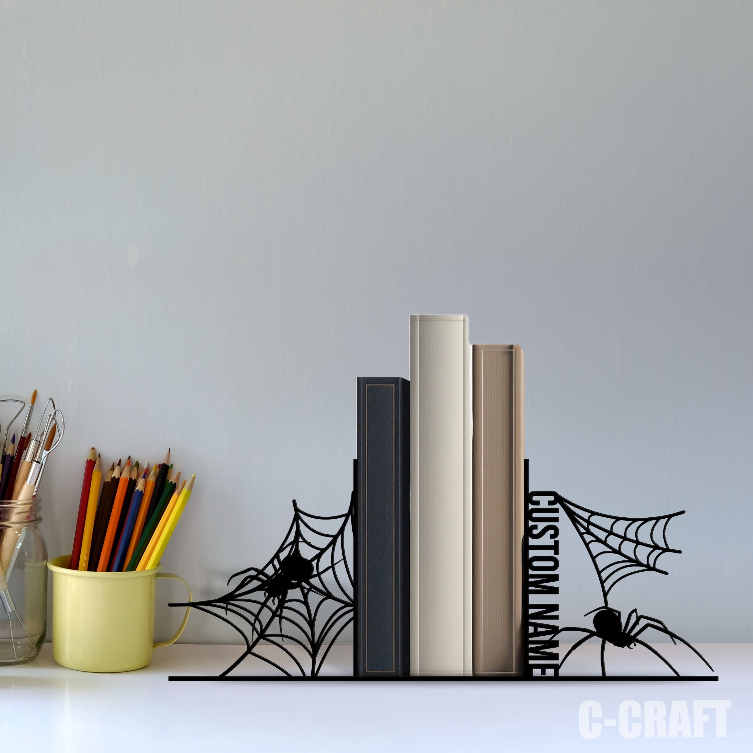 C-Craft Stainless Steel Spider Halloween Bookend, Adjustable, 5 Inch ...