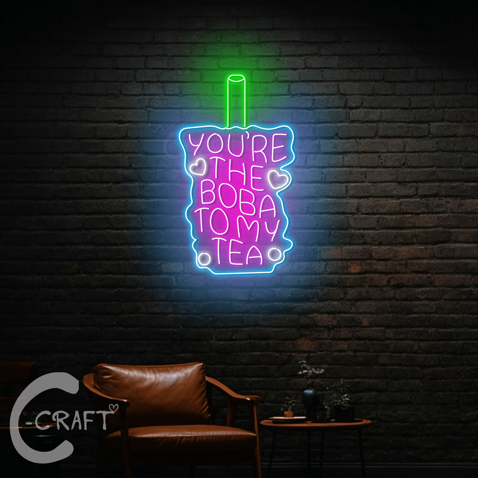 C-Craft You're The Boba To My Tea Neon Sign Led Light Up 38 inch for ...