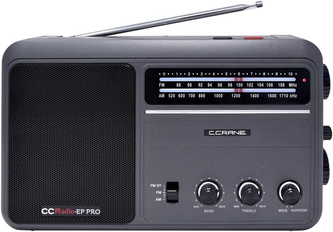 C. Crane CCRadio - EP PRO AM FM Battery Operated Portable Analog Radio with DSP Black - Walmart.com