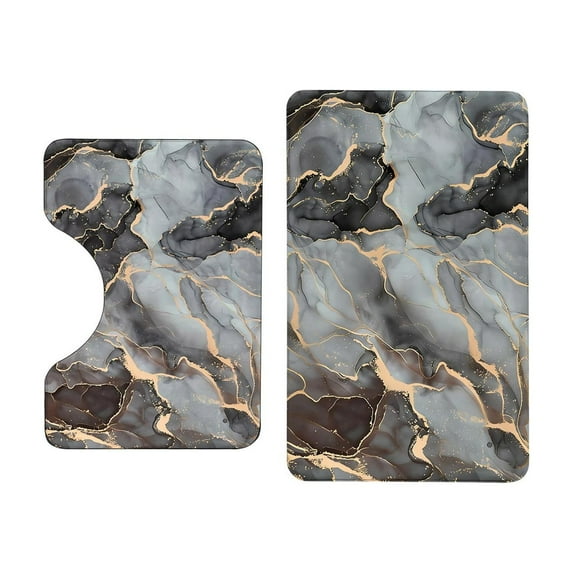 C Crystal Velvet Bathroom Floor Mat 2 Piece Set U Shaped Toilet Mat ...