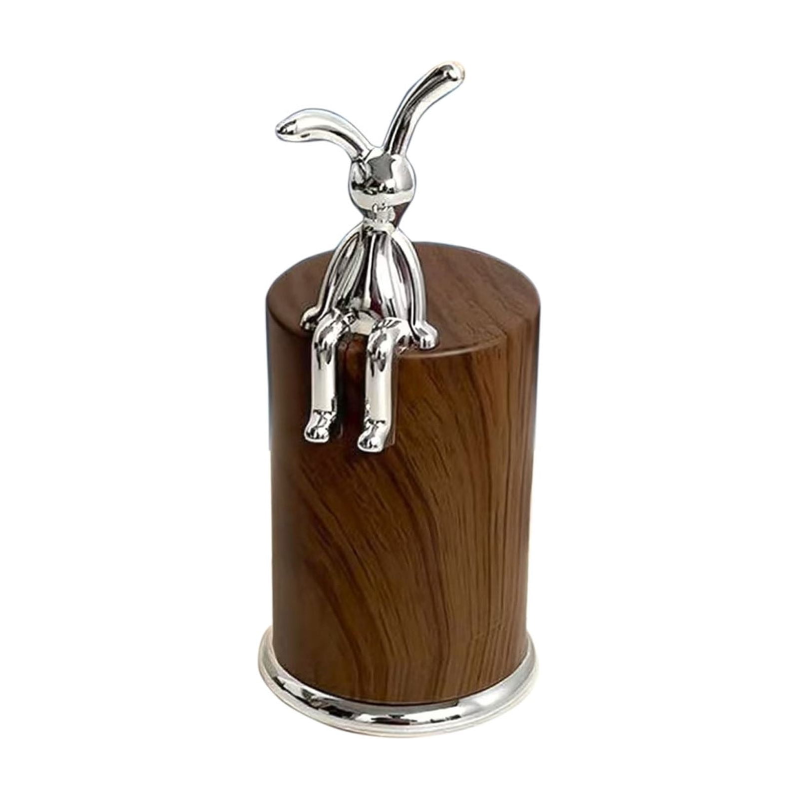 C Cute Argent Bunny Toothpick Container Dispenser Imitation Wood Grain ...