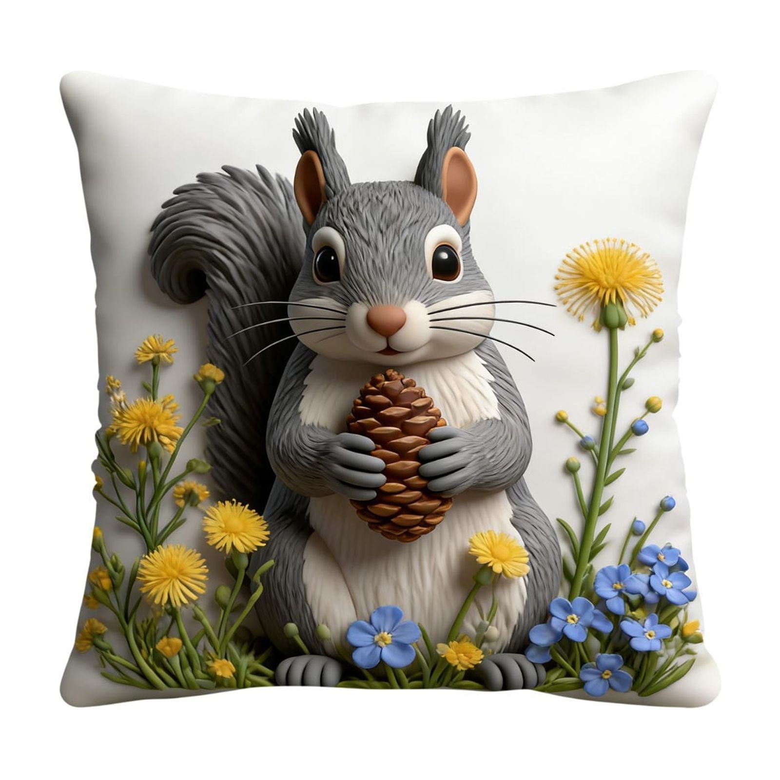 C Cute Embroidery Decorative Throw Pillow Cover With 3D Effect For Sofa ...