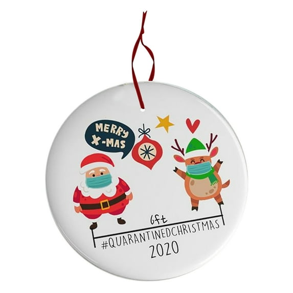 C Double Sided Wooden Christmas Tree Decoration With Santa Mask Motif ...
