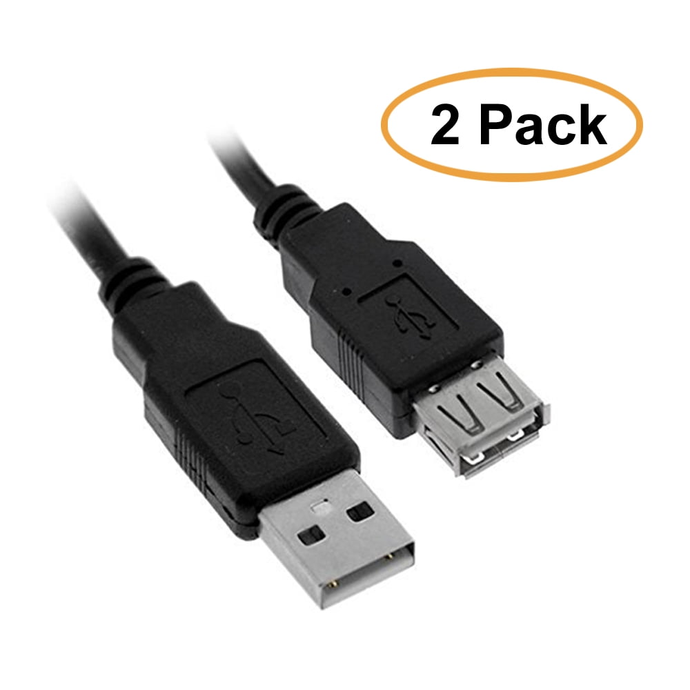 C&E 2 Pack USB 2.0 Extension Cable, Black, A Male to A Female 10 Feet ...