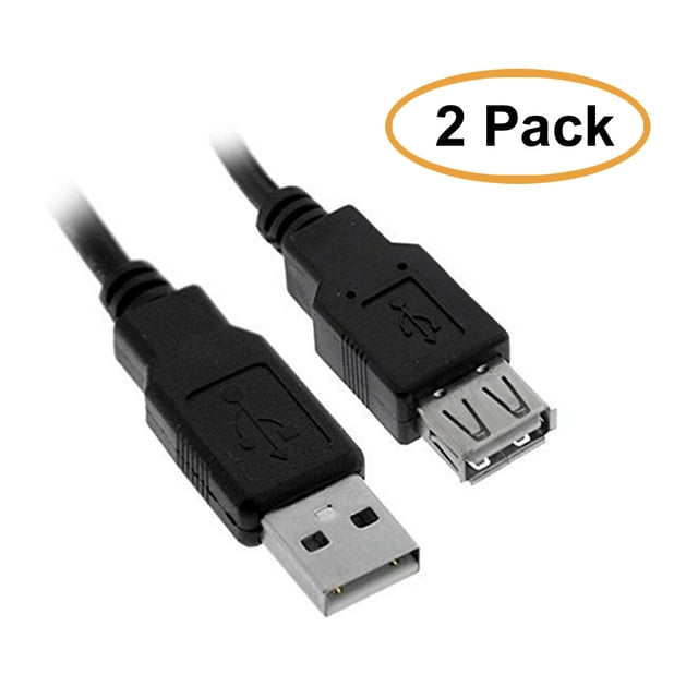 C&E 2 Pack USB 2.0 Extension Cable, Black, A Male to A Female 6 Feet ...