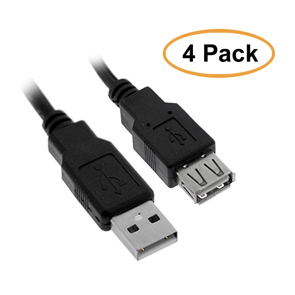 C&E 4 Pack USB 2.0 Extension Cable, Black, A Male to A Female 10 Feet ...