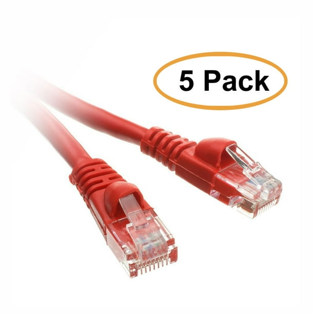 C&E Cat6 6 Inch Snagless/Molded Boot Ethernet Patch Cable, 5 Pack, Red ...