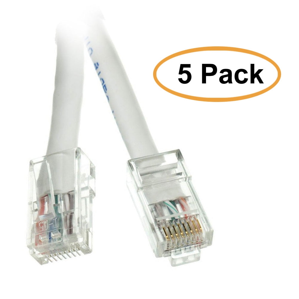 C&E Cat6 White Ethernet Patch Cable, Bootless, 2 Feet, 5 Pack - Walmart.com