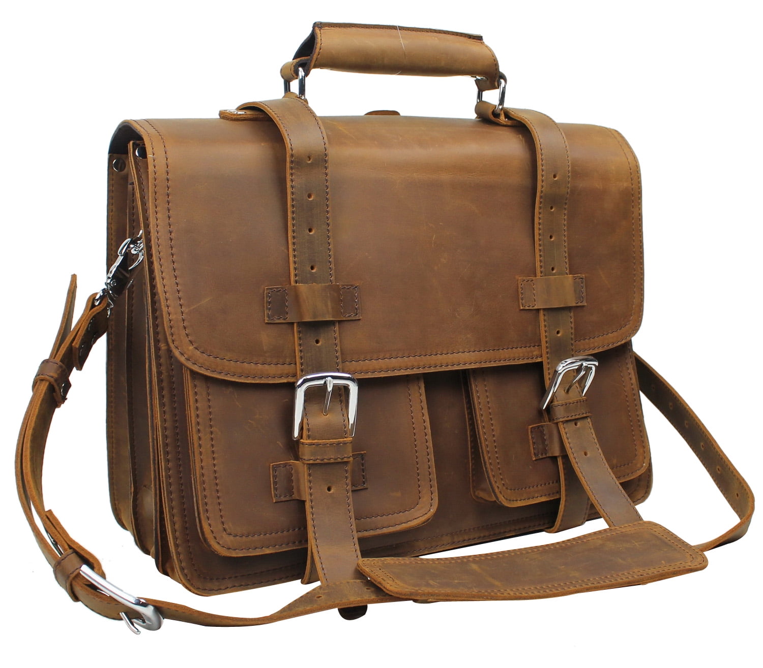 C.E.O. - 16 Classic Full Leather Briefcase Backpack L02.VB - Walmart.com