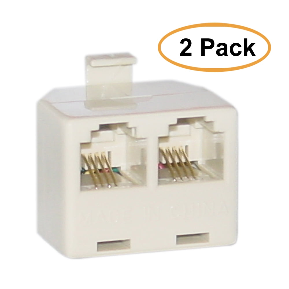 C&E Phone Splitter (Straight), RJ11 6P4C Male to 2 RJ11 6P4C Female, 2 ...