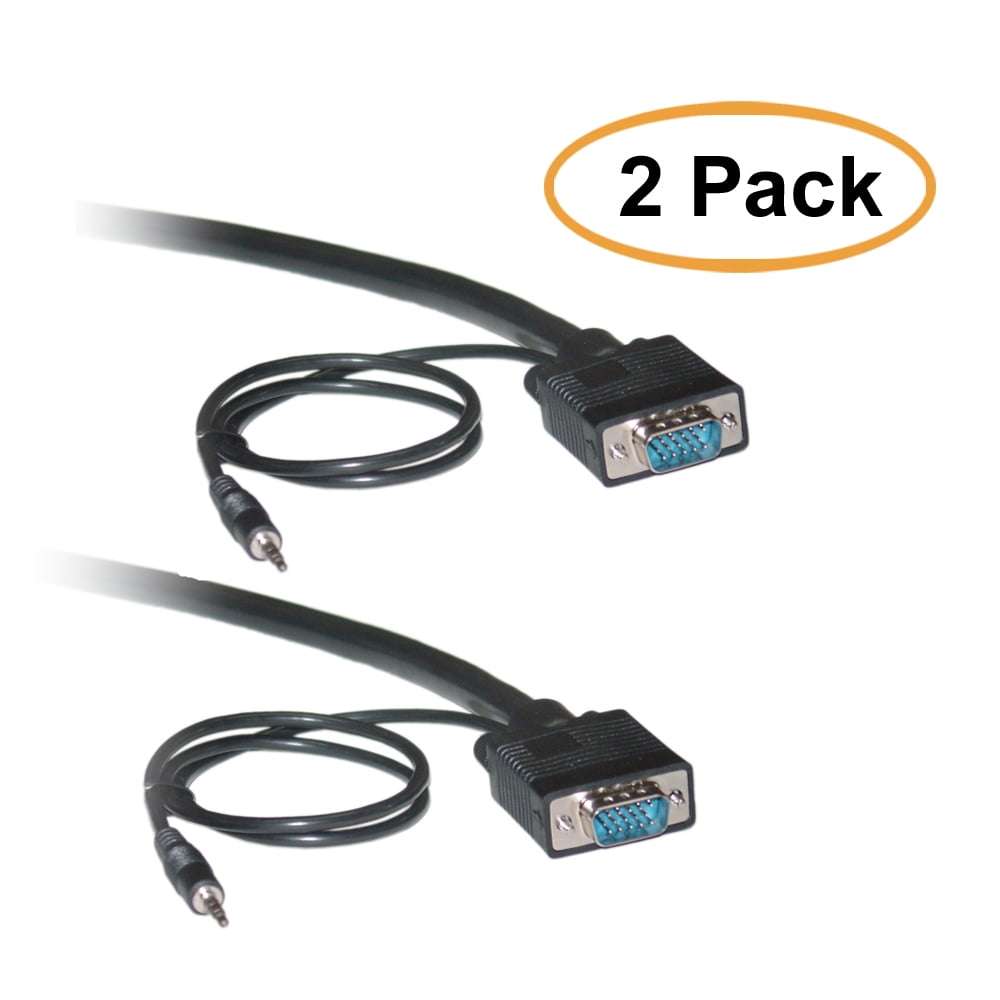 C&E Shielded SVGA Cable with 3.5mm Audio, Black, HD15 Male, Coaxial ...
