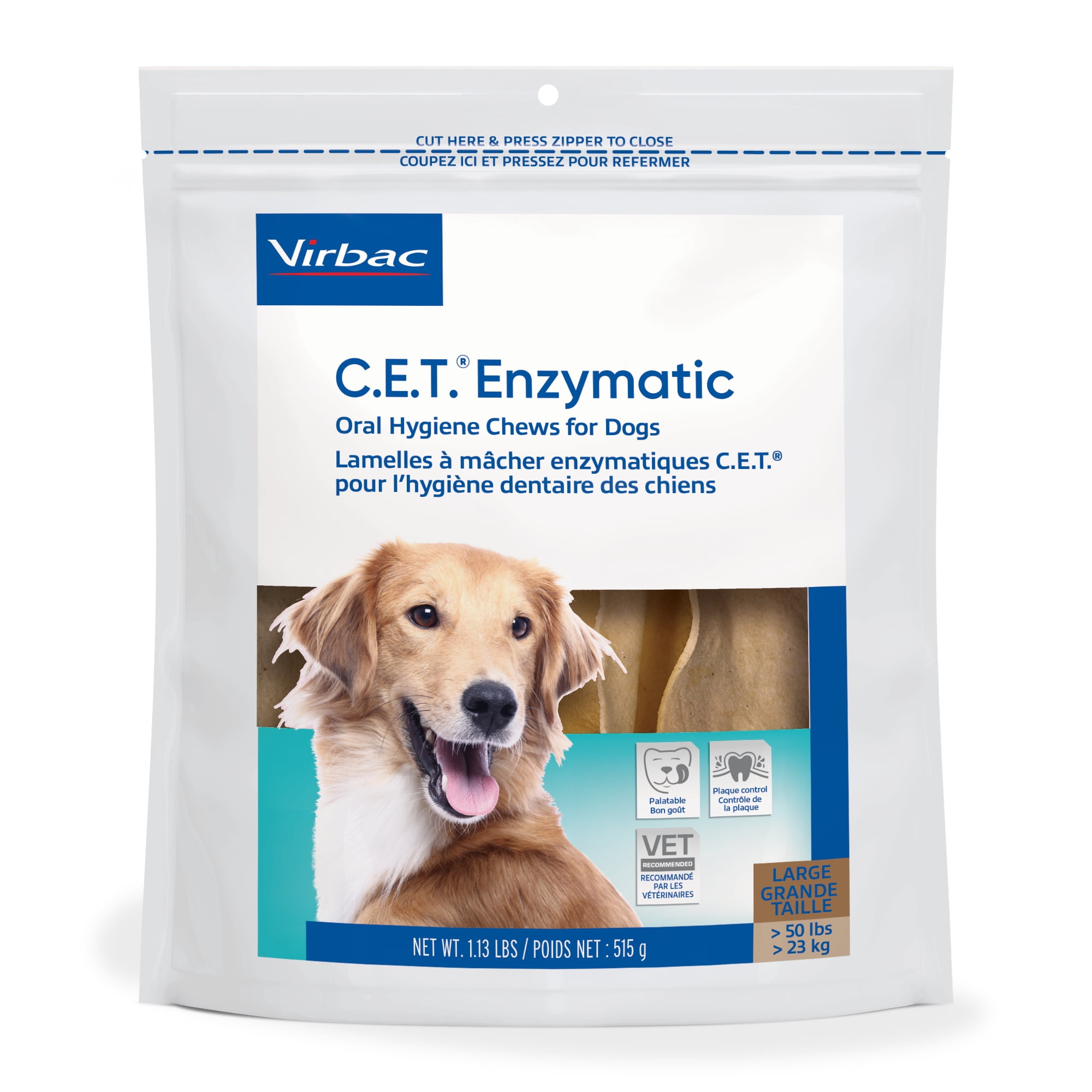 C.E.T. Enzymatic Oral Hygiene Chews for Dogs LG 30 Count - Walmart.com