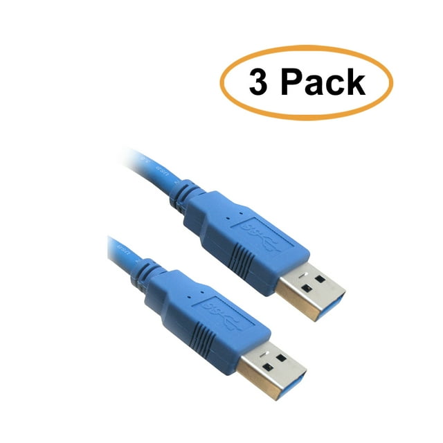 C&E USB 3.0 Cable, Blue, Type A Male/Type A Male, 6 Feet, 3 Pack ...
