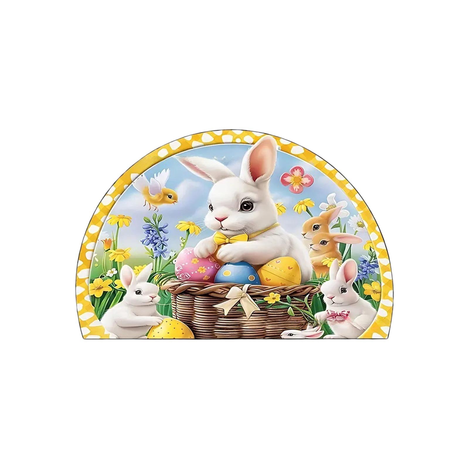 C Easter Doormat Semi Circle Shape Absorbent Non Slip Floor Mat For ...