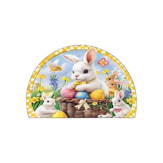 C Easter Doormat Semi Circle Shape Absorbent Non Slip Floor Mat For ...