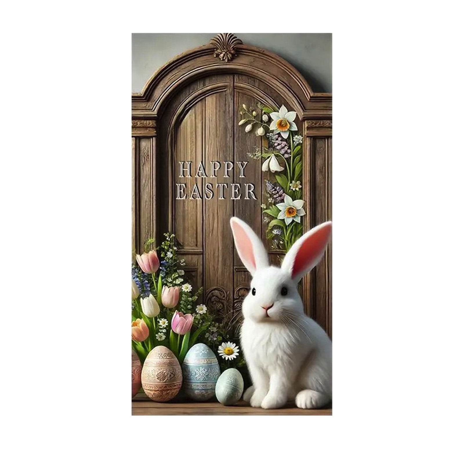 C Easter Themed Door Decoration With Cute Bunny Graphics And Pastel ...