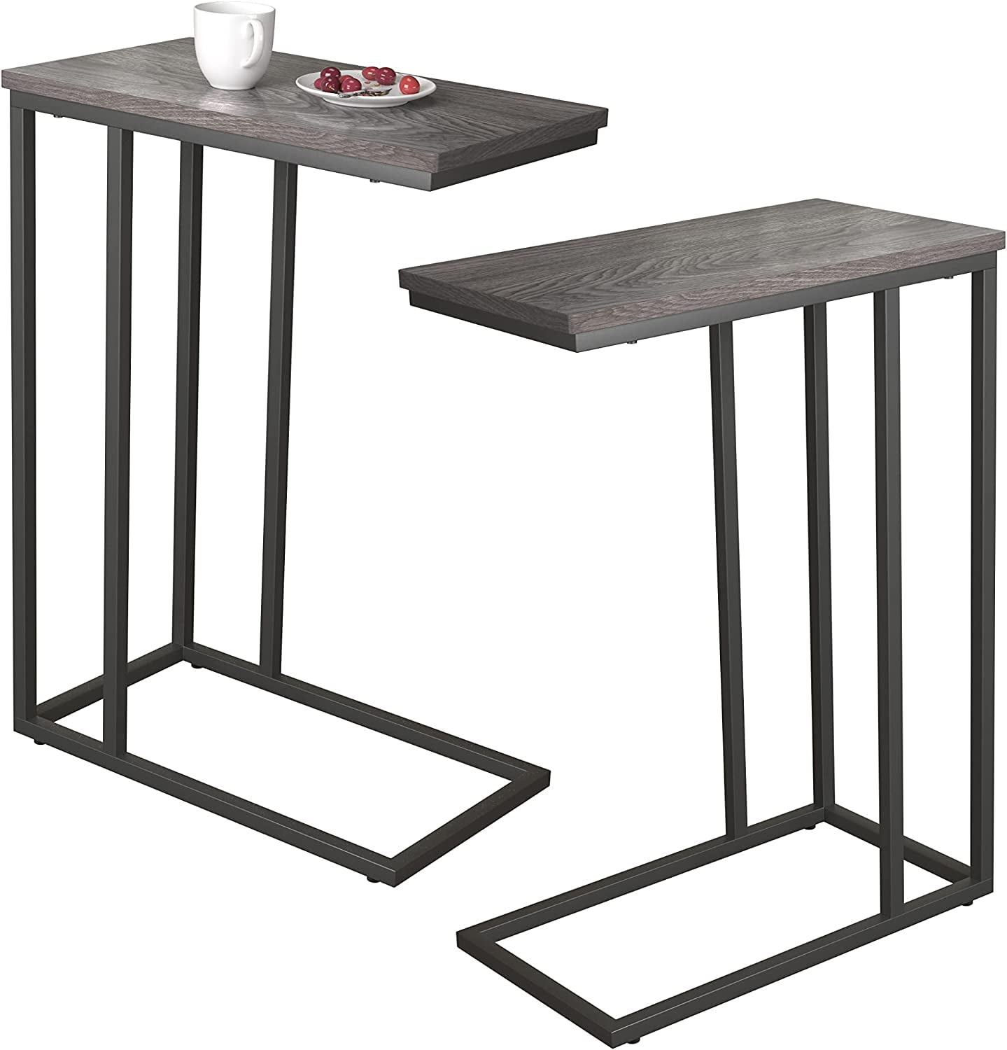 C End Table Set of 2, Couch Side Table That Slide Under Sofa Bed, Small ...