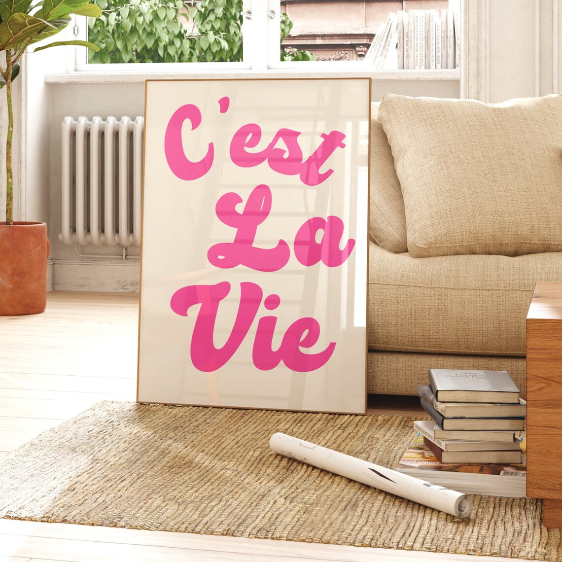 C'Est La Vie Poster Pink Trendy Room Decor Instant Print For College ...