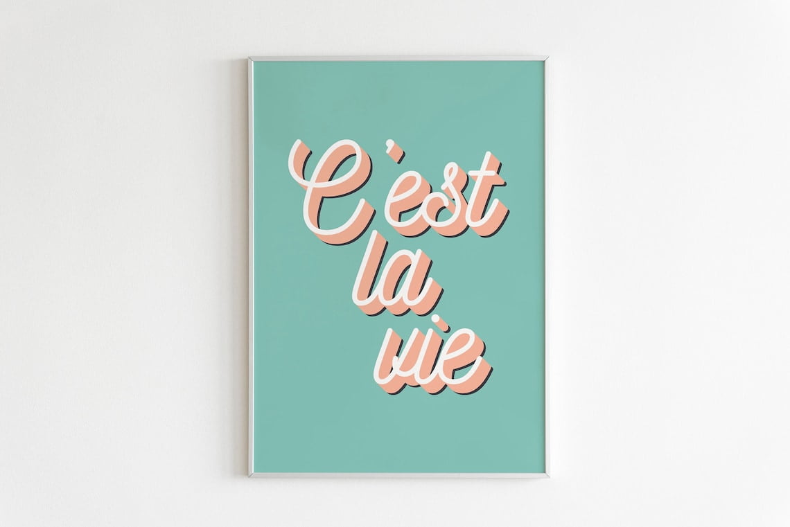C'Est La Vie Wall Art,Trendy Print,Hippie Poster,Green Coral Print ...