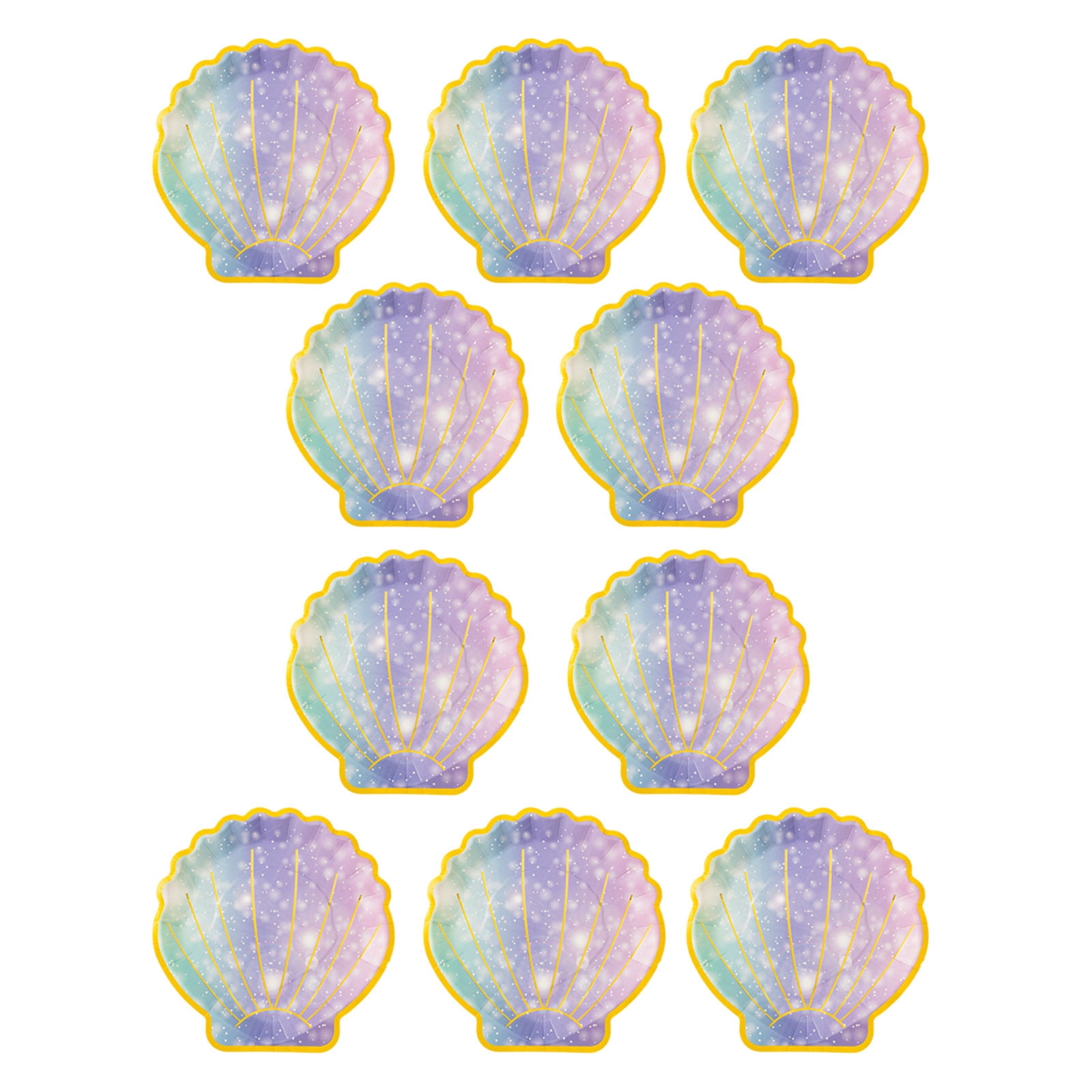C Exquisite Colorful Shells Shaped Paper Dinner Plates 9 Inch 10 Pack ...