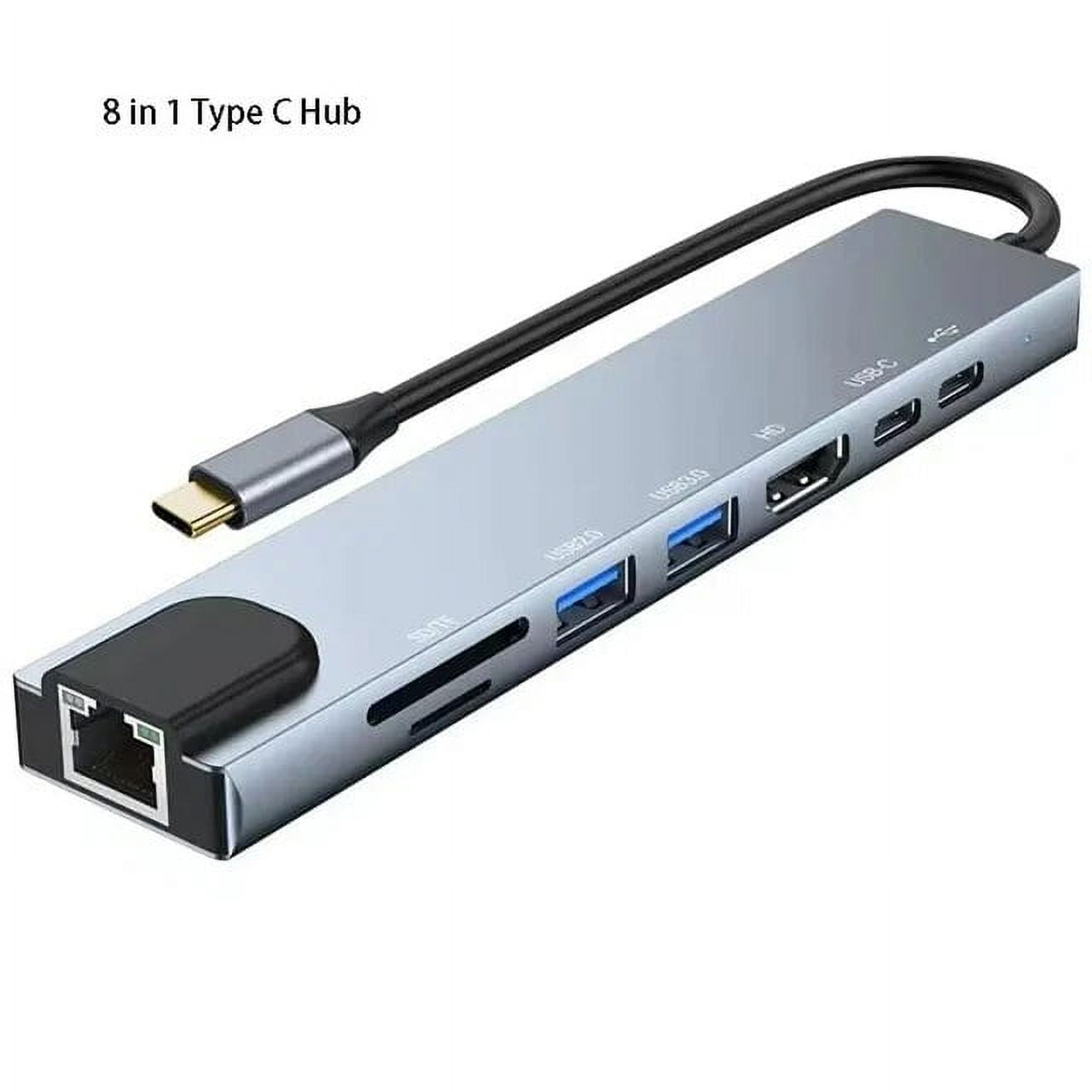 C Extender 8 in 1 USB HUB with Laptop Converter USB C to USB 3.0 2.0 ...