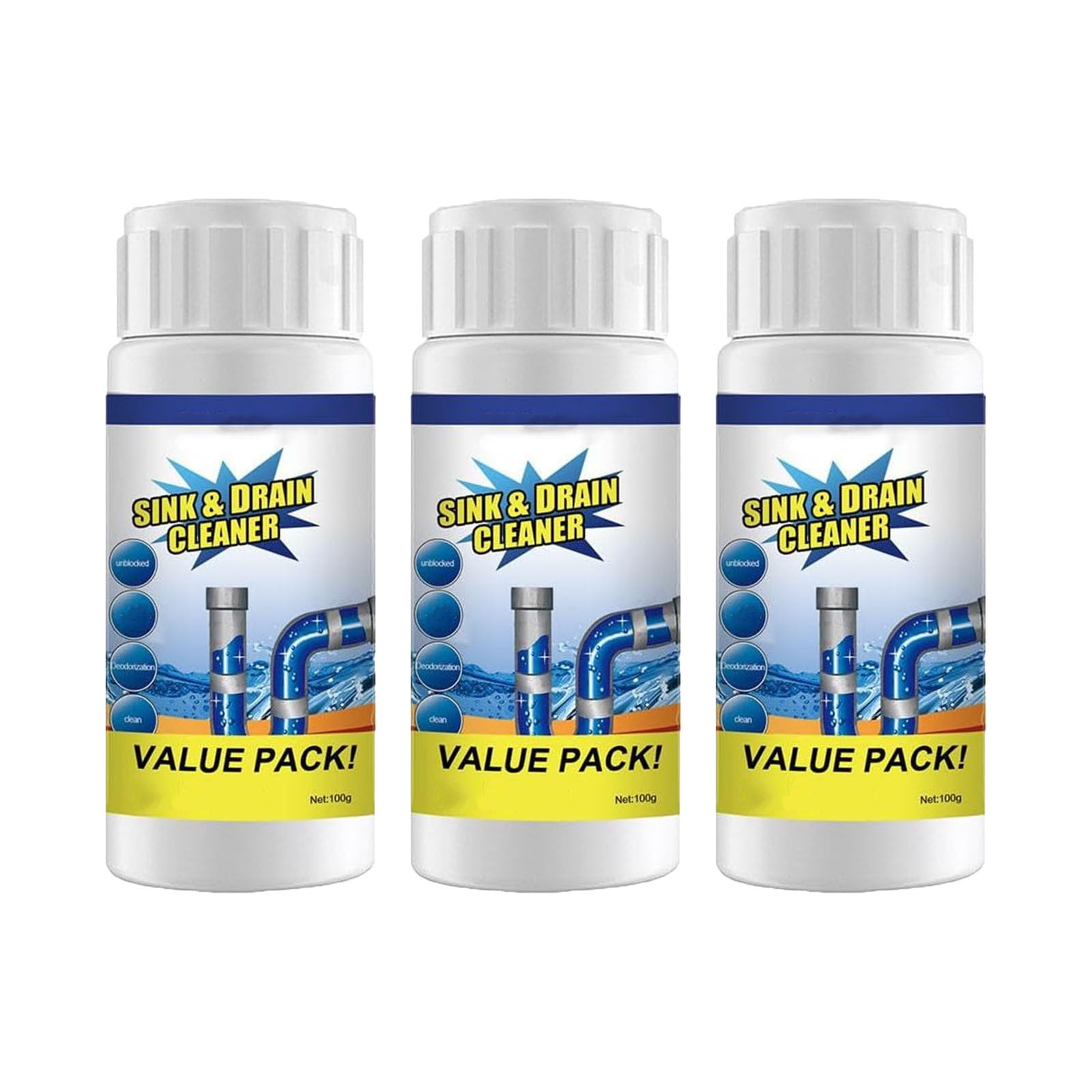 C Fast Acting Foam Drain Cleaner 3 Pack Pipe Clearing Agent For Toilet ...