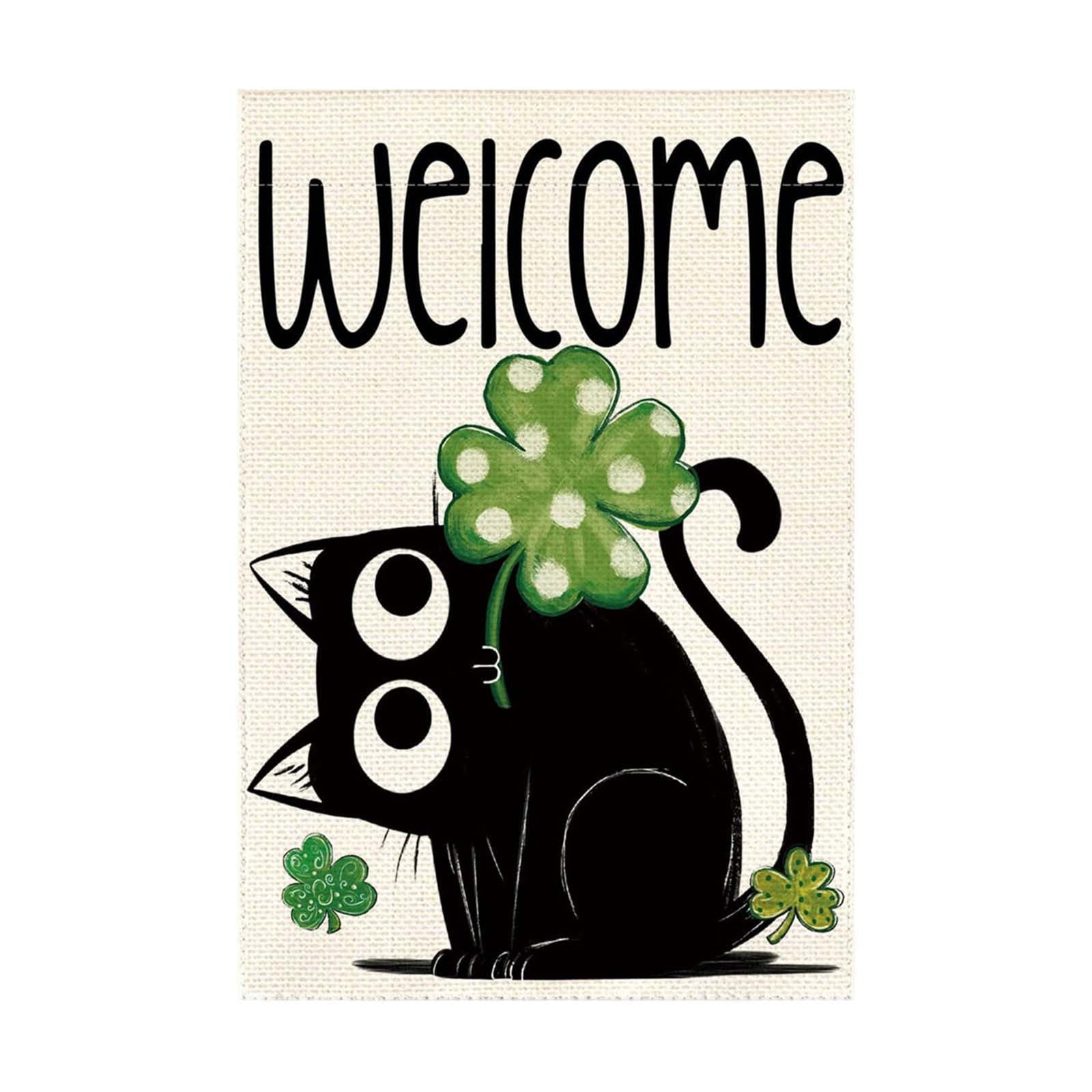 C Flax St Patrick'S Day Garden Flag Four Leaf Clover Design Outdoor ...