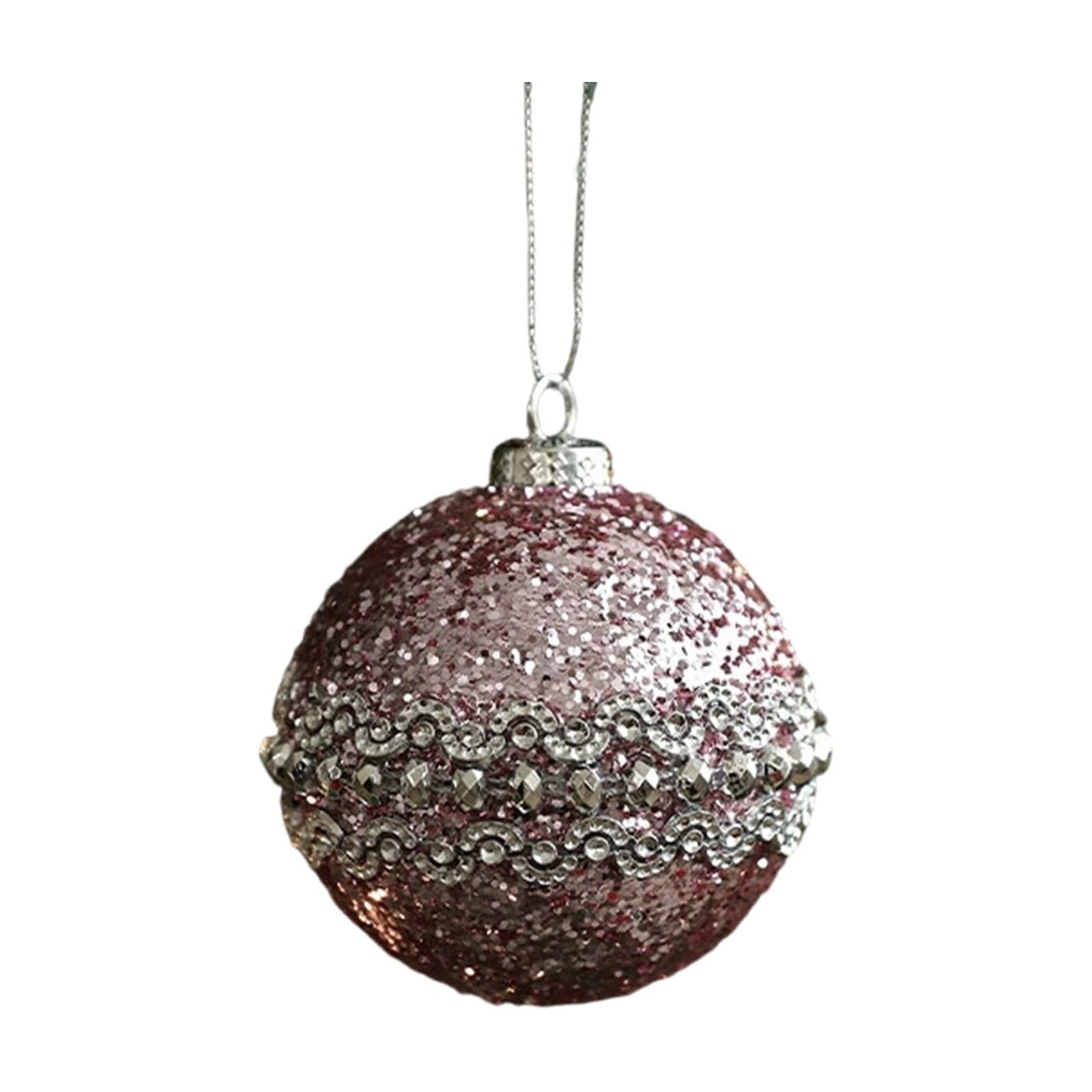 C Flocked Christmas Ball Ornament For Tree Decoration Pink Foam ...