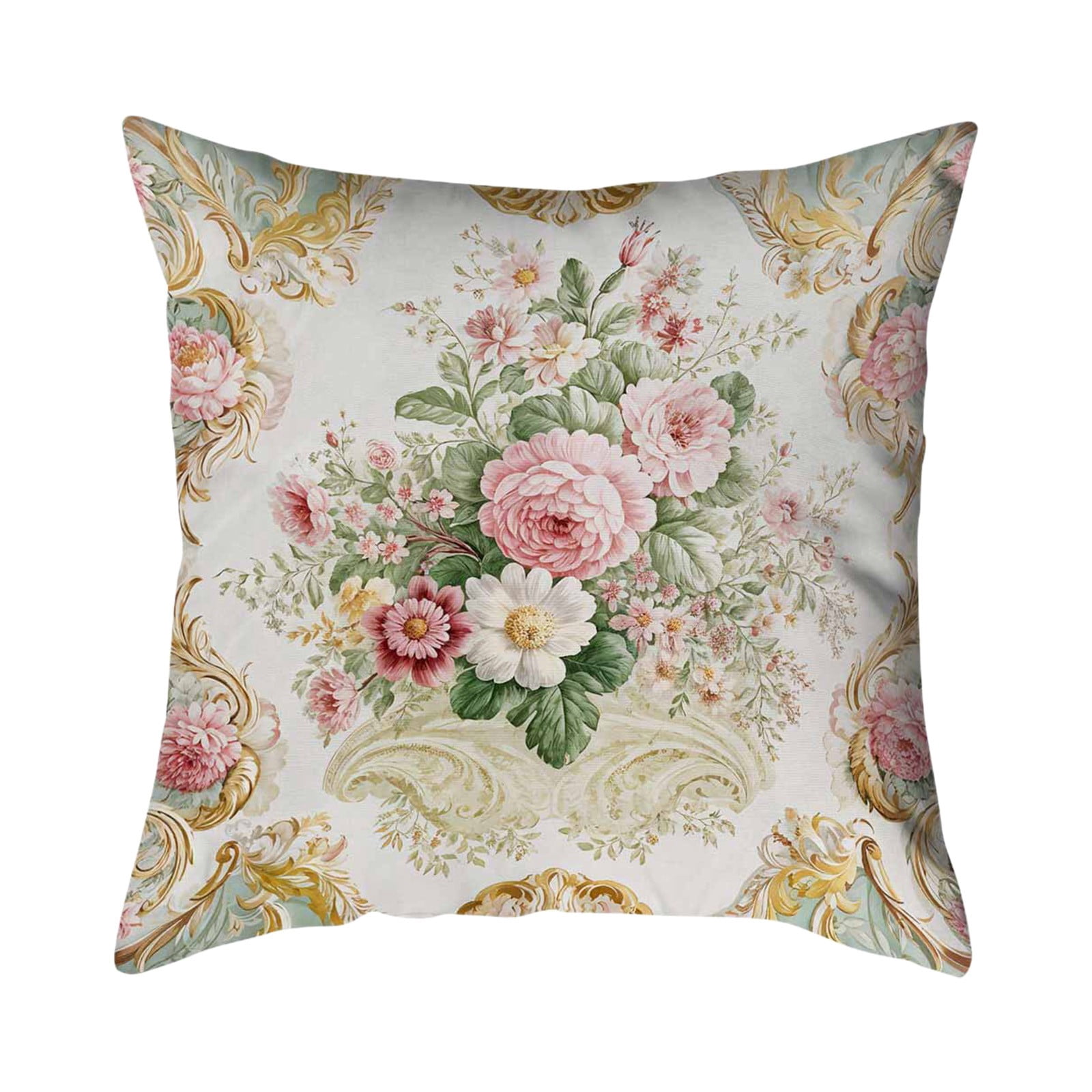 C Floral Print Pillowcase With Hidden Zipper Soft Fuzzy Texture For ...