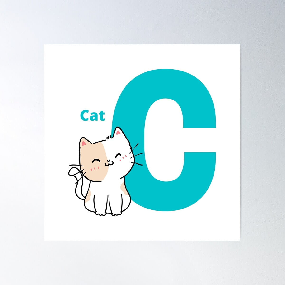 C For Cat - Alphabet And Animals Poster Wall Art, Modern Wall Decor For ...