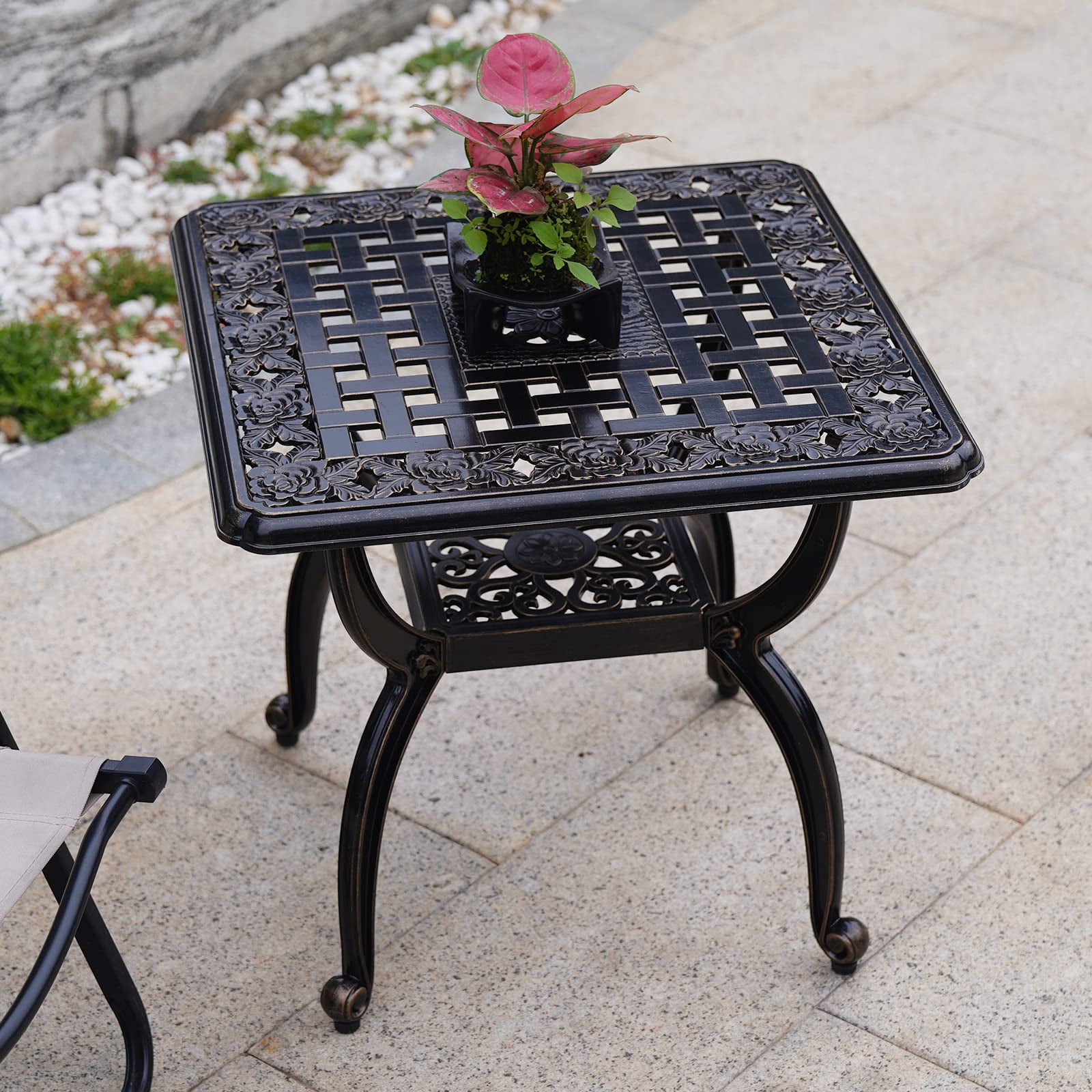 C/G Outdoor Side Tables,Cast Aluminum Patio End Tables,Anti-Rust coffee ...