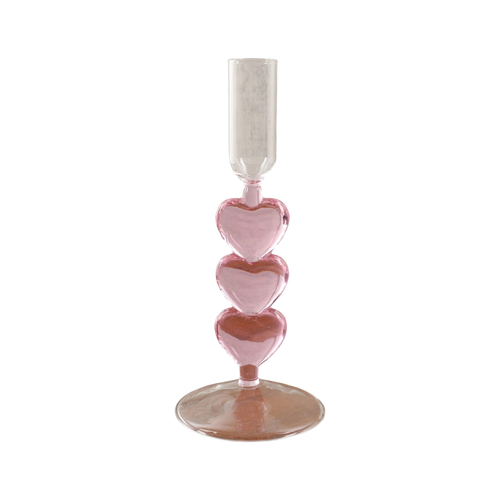 C Glass Heart Shaped Candlestick With High Foot Stand, Hand Blown ...