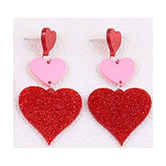 C Glitter Heart Dangle Earrings For Women Romantic Holiday Jewelry Gift ...