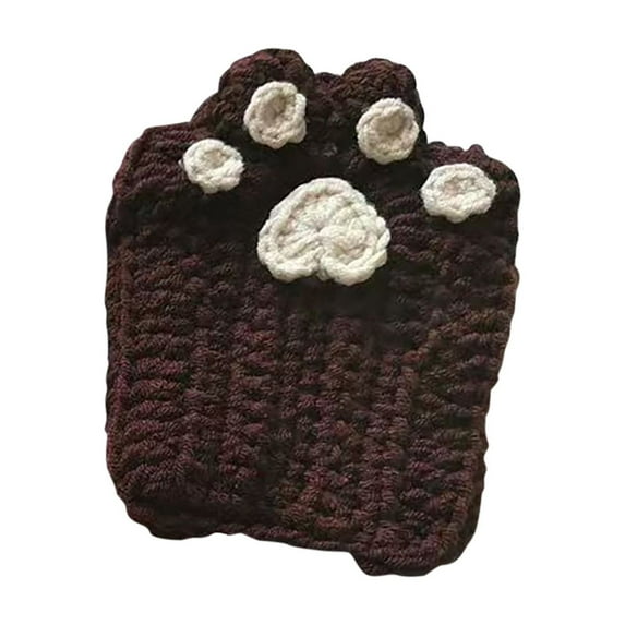 C Gloves Cat Claws Hand Crochet Half Finger Winter Warm Gift For Both ...