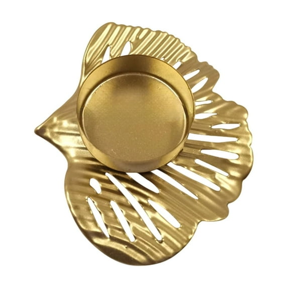 C Golden Leaf Iron Candle Holder Cup Style C Table Top Decor Candle ...