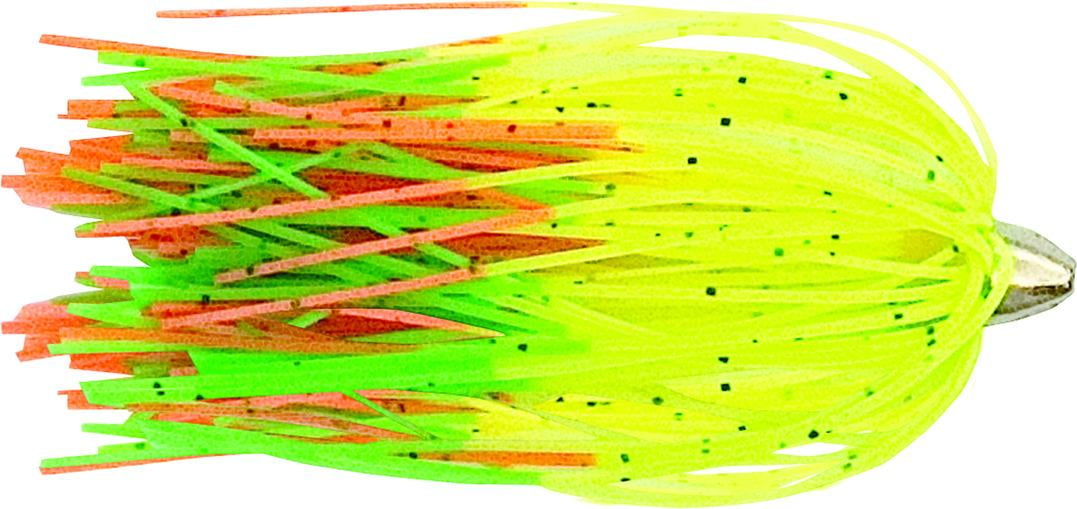 C&H King Buster Lure 2.5" 1/8 Oz Head Chart/GreenOrangeFire Skirt 3/Pk ...