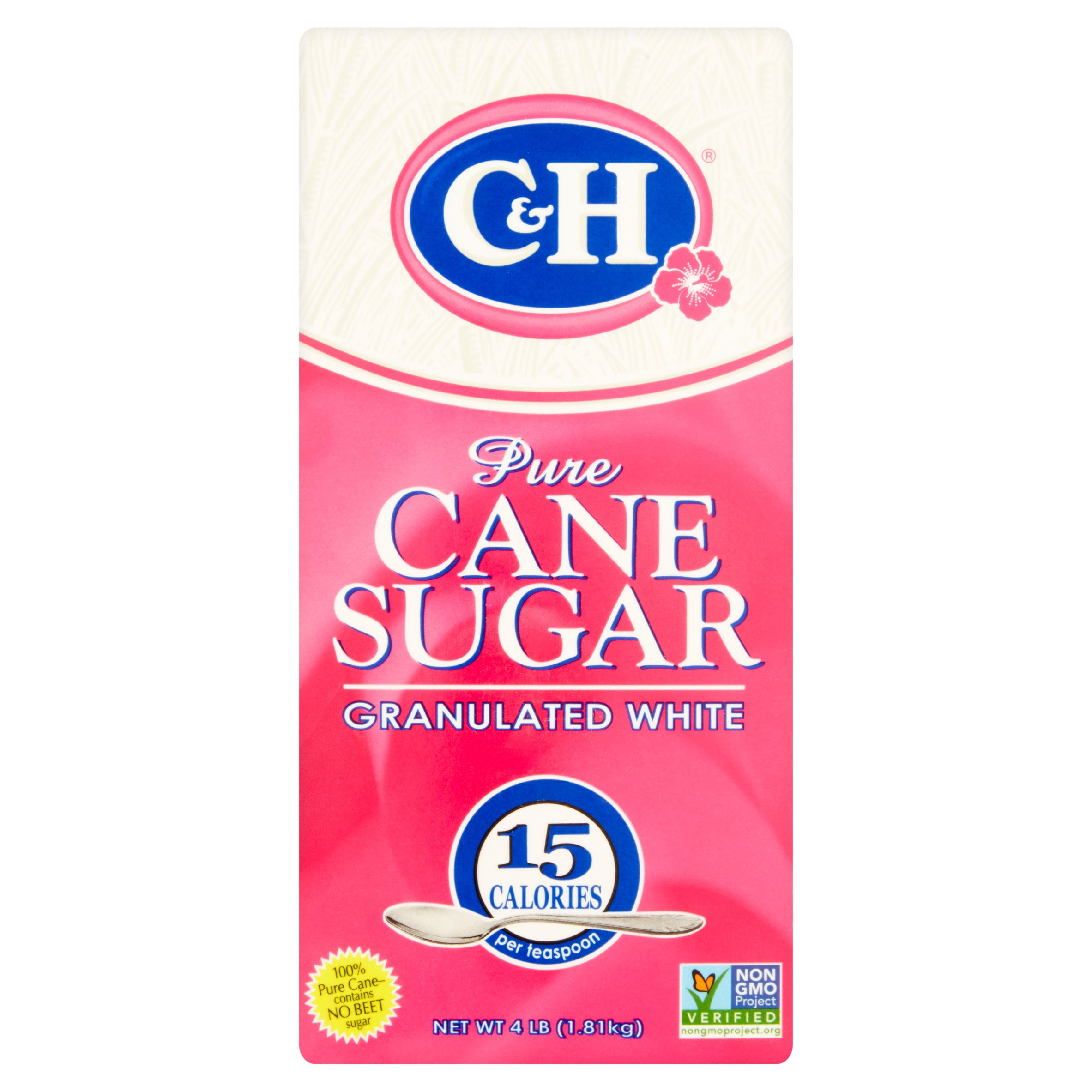 C&H Pure Cane Granulated White Sugar, 4 lb Easy-Pour Carton, 100% Cane ...
