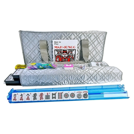 C&H Solutions American Mahjong Set,Mahjong Tiles Set,Silver PU Carrying ...