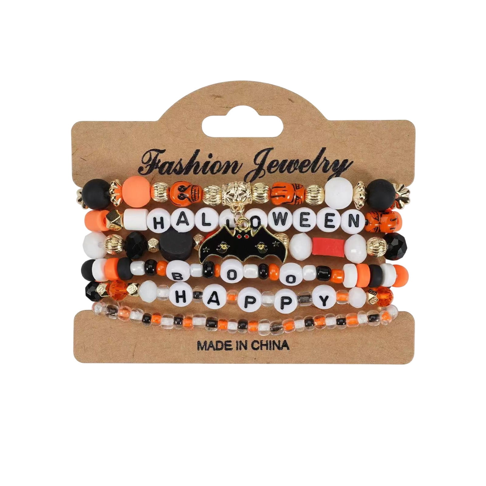 C Halloween Bracelets Set Gothic Layered Beaded Design With Spooky ...