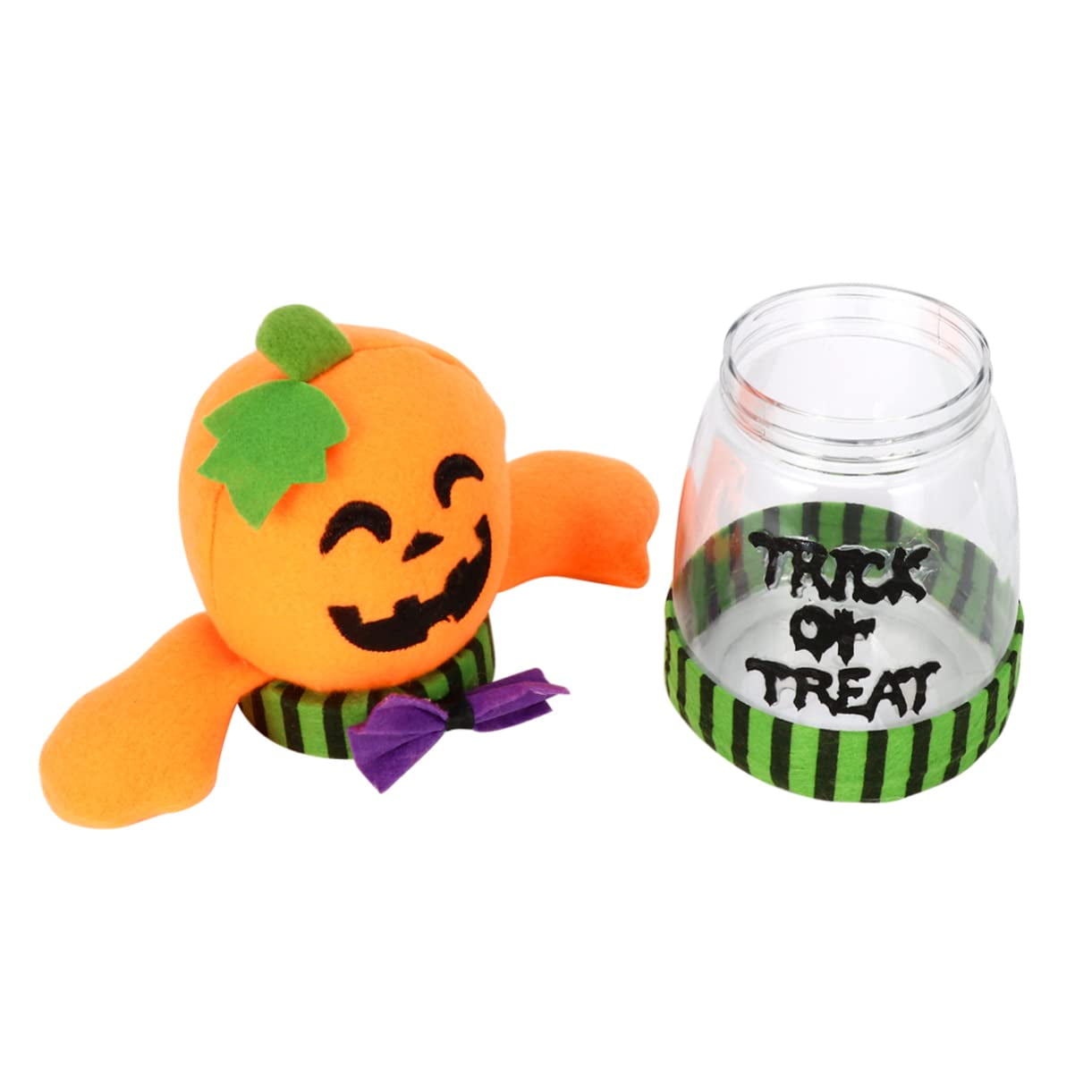 C Halloween Candy Jar with Trick Treat Print Portable Transparent ...