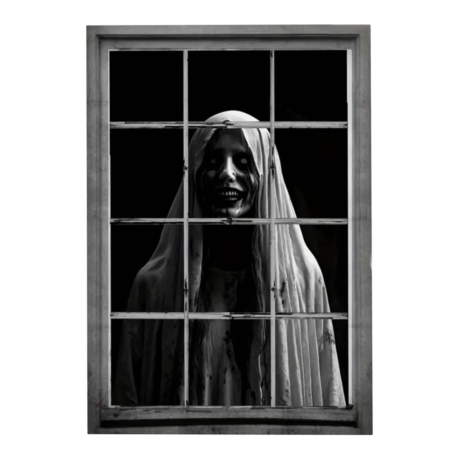 C Halloween Ghost Window Decal Door Curtain Scary Woman Silhouette ...